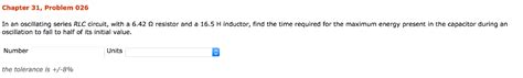 Solved Chapter Problem In An Oscillating Series RLC Chegg