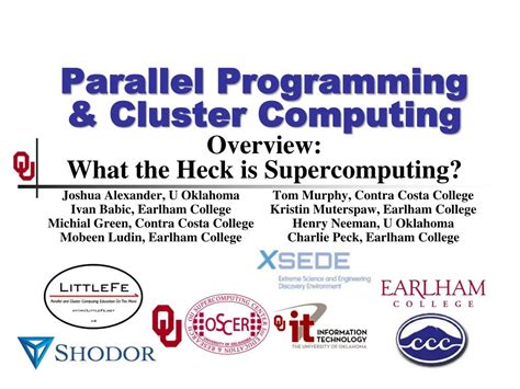 Ppt Parallel Programming And Cluster Computing Overview What The Heck