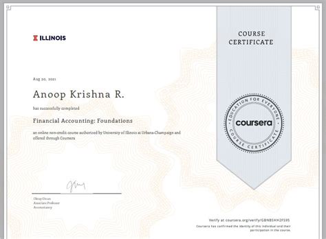 Anoop Krishna R On Linkedin Accounting Finance Coursera Illinois