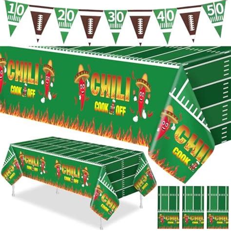 Oudain 4 Pcs Chili Cook Party Decorations Off Tablecloth