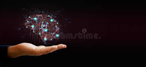 Ai S Brain Low Poly Wireframe Mesh Of Artificial Intelligence Polygonal Line Art In A Robot S