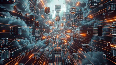 directly above shot of a distributed cloud storage system stock