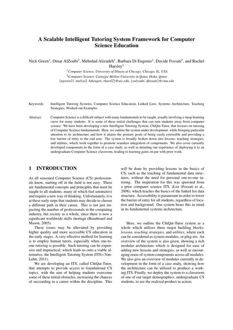 Pdf A Scalable Intelligent Tutoring System Framework For Computer Science Education