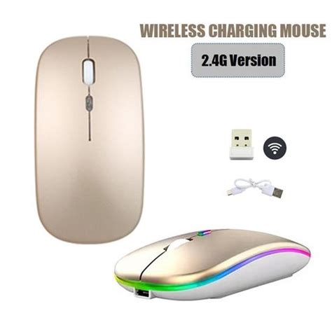 Souris Sans Fil LED Rechargeable Bluetooth Et GHZ Couleurs PC Portable Smartphone
