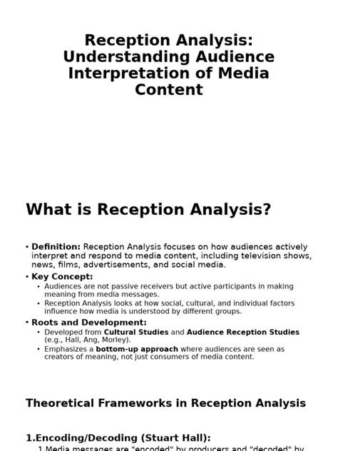 Reception Analysis Pdf Communication Human Communication