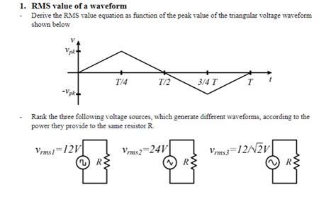 Solved 1 RMS Value Of A Waveform Derive The RMS Value Chegg Com