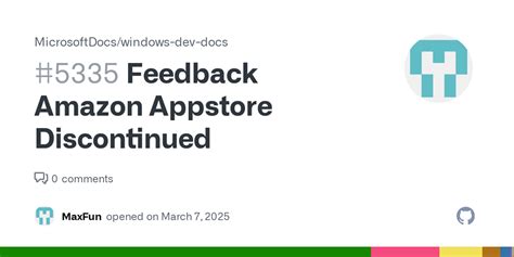 Feedback Amazon Appstore Discontinued · Issue 5335 · Microsoftdocs