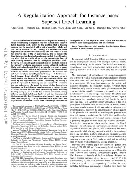 A Regularization Approach For Instance Based Superset Label Learning
