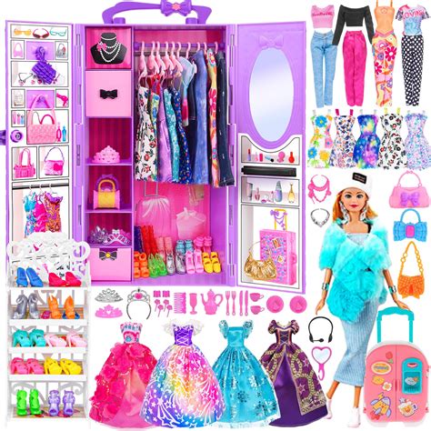 Ebuddy Doll And Accessories Doll Closet Playset With 106