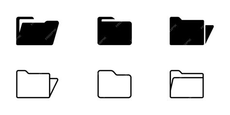 premium vector set of folders vector icons black linear open folder