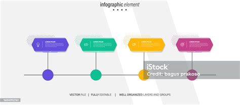 4단계가 있는 벡터 인포그래픽 화살표 템플릿입니다 웹 디자인 타임 라인 다이어그램 차트 그래프 비즈니스 프리젠 테이션에 사용할 수 있습니다 스톡 일러스트레이션 0명에 대한