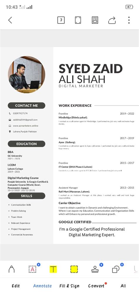 Syed Zaid Ali On Linkedin Updated Resume