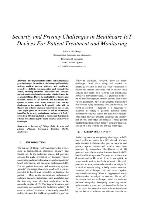 Pdf Security And Privacy Challenges In Healthcare Iot Devices For Patient Treatment And Monitoring
