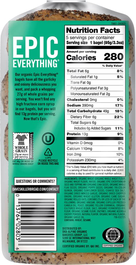 Daves Killer Bread Epic Everything Organic Bagels Planogram Back