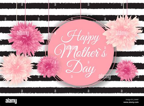 Happy Mother S Day Cute Background With Flowers Vector Illustra Stock