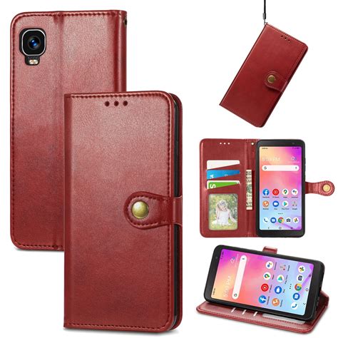 For TCL A DL A Solid Color Leather Buckle Phone Case Red Alexnld Com