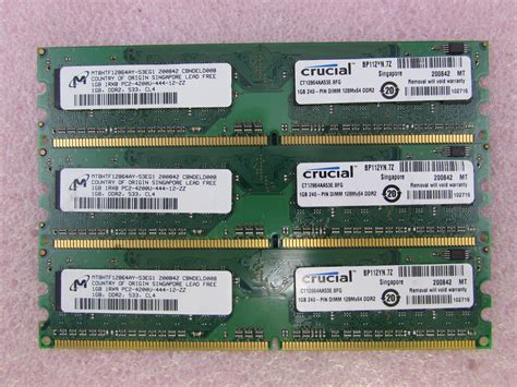 Crucial Micron 3gb 3 X 1gb Pc2 4200u Ddr2 533 Non Ecc Unbuff Destop