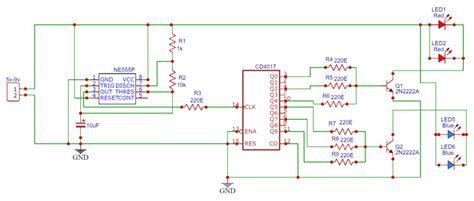 Flashing Police Light Led Effect Using 555 Timer