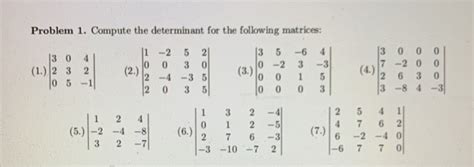 Solved Problem Compute The Determinant For The Following Chegg