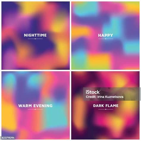 액체 색 배경 배경을 흐리게 평방 퍼플 핑크 블루 오렌지 그라데이션 벡터 일러스트 레이 션 설정 그라데이션에 대한 스톡 벡터