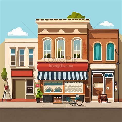 레스토랑 카페 커피숍 외관 플랫 스타일 벡터 일러스트 사진 무료 다운로드 Lovepik