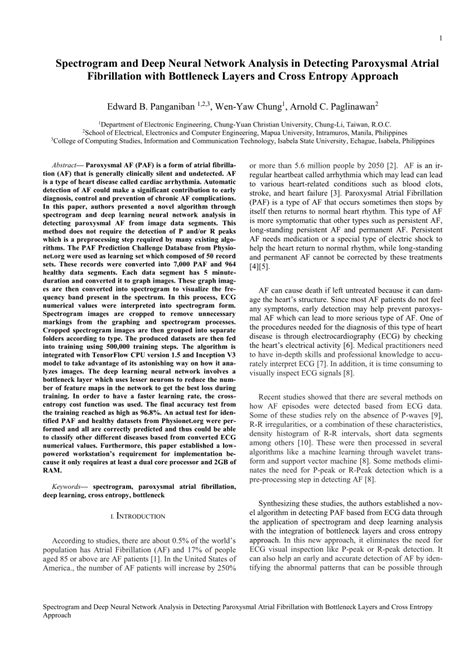 Pdf Spectrogram And Deep Neural Network Analysis In Detecting Paroxysmal Atrial Fibrillation