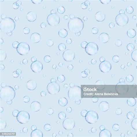 파란색 배경에 다양한 크기의 기포를 그린 수채화 일러스트레이션 스티커 로고 섬유 인쇄를 위한 투명한 사실적인 그림 3차원 형태에 대한 스톡 벡터 아트 및 기타 이미지