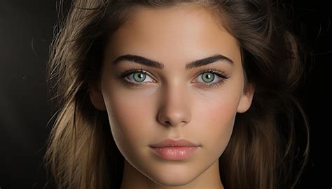 Beautiful Young Woman With Brown Hair And Brown Eyes Generated By