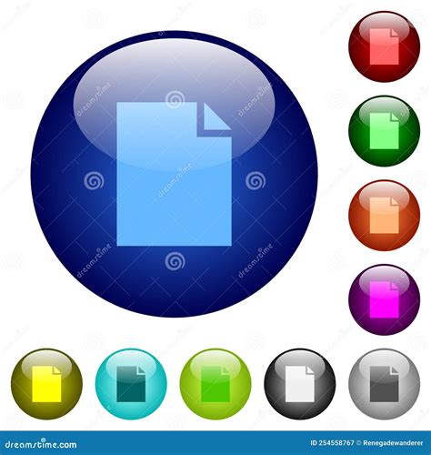 Empty Document Sheet Solid Color Glass Buttons Stock Vector Illustration Of Round Record