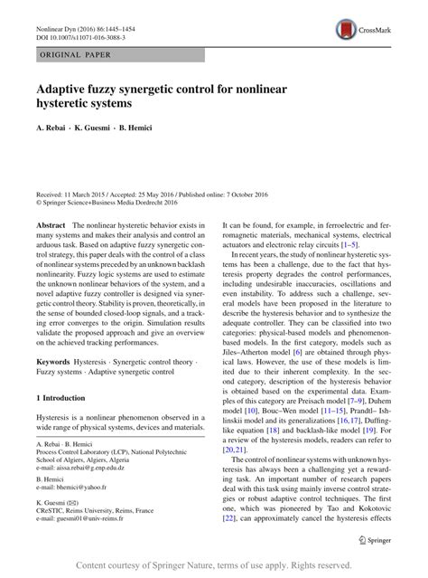 adaptive fuzzy synergetic control for nonlinear hysteretic systems