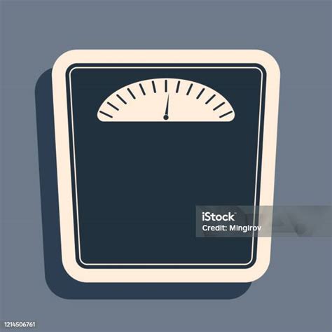 회색 배경에 격리 된 검은 욕실 스케일 아이콘입니다 무게 측정 장비 체중 계수 피트 니스 스포츠 개념 긴 그림자 스타일입니다 벡터 일러스트레이션 가정 생활에 대한 스톡 벡터