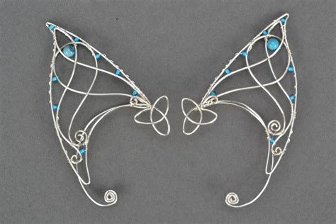 Купить Каффа серьги из проволоки с бирюзой Ушки эльфа 2053158684 в магазине хенд мейд