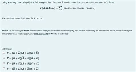 Solved Using Karnaugh Map Simplify The Following Boolean