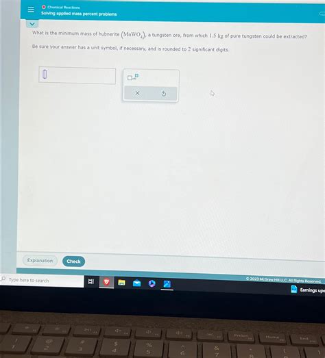Solved Chemical Reactionssolving Applied Mass Percent