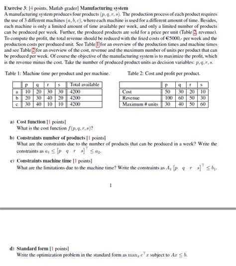 Solved Exercise 3 4 Points Matlab Grader Manufacturing