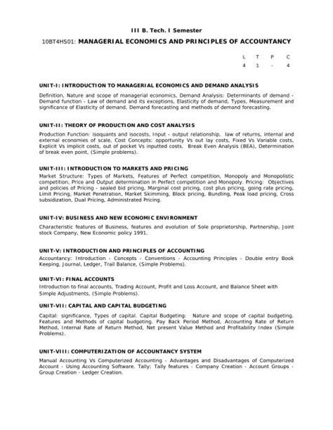 Iii B Tech I Semester Vidyanikethan