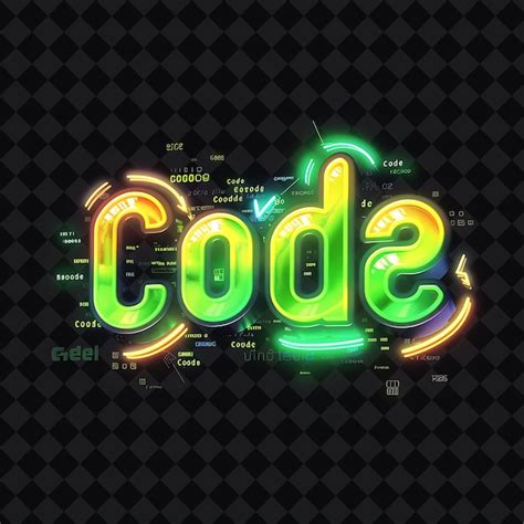 Vibrant Neon Glow Of Code Text With Neon Green And Yellow Co Png Y2k Inspired Neon Decorative