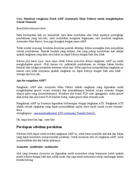 Cara Membuat Rangkaian Panel Genset Sederhana Pdf