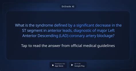 What Is The Syndrome Defined By A Significant Decrease In The St Segment In Anterior Leads