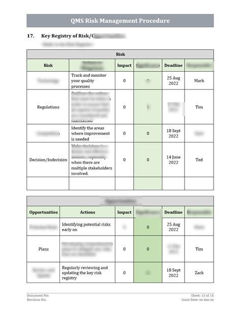 Iso 9001 Qms Risk Management Procedure It Governance Framework