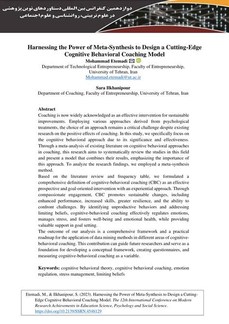 Pdf Harnessing The Power Of Meta Synthesis To Design A Cutting Edge Cognitive Behavioral