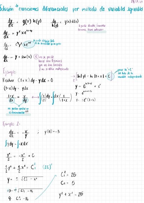 Solution Ecuaciones Diferenciales Por Medio De Variables Separables