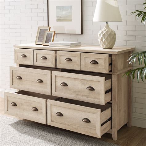 Manor Park Farmhouse 6 Drawer Dresser White Oak