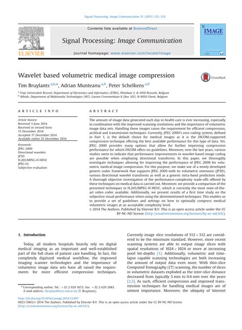 Pdf Wavelet Based Volumetric Medical Image Compression