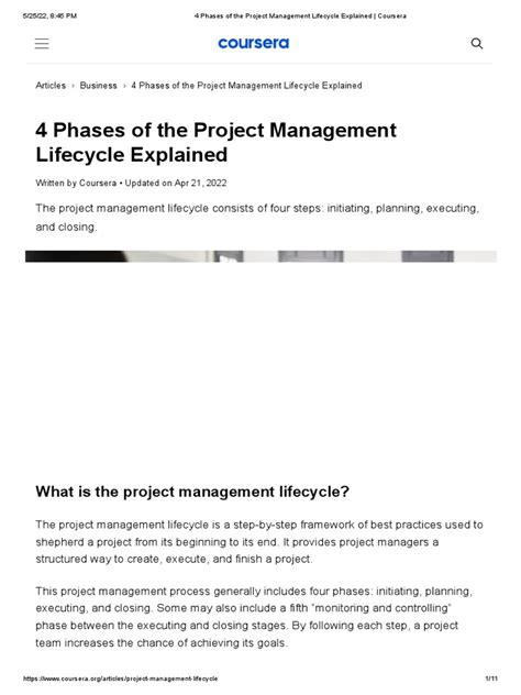 4 Phases Of The Project Management Lifecycle Explained Coursera Pdf Project Management
