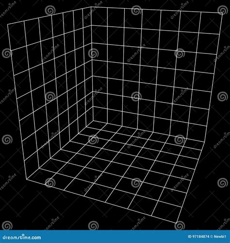 Wireframe Mesh Cube Stock Vector Illustration Of Model 97184874