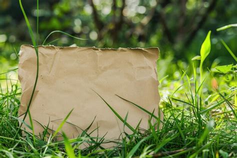 Ecological Paper Sheet On Grass Premium Ai Generated Image