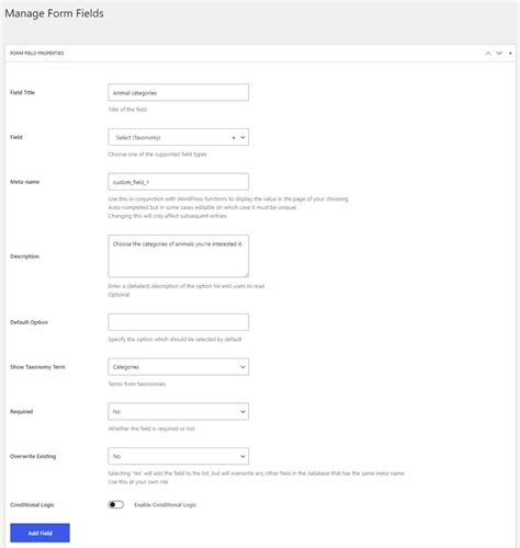 Select Taxonomy Field