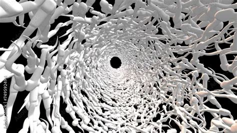 Animation Of A Tunnel Of Sperm On A Black Screen Concept Of Family Eruption In The Vagina