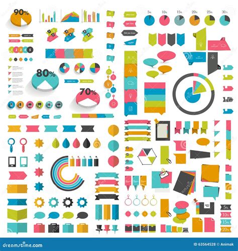 Mega Set Of Infographics Elements Charts Graphs Circle Charts Diagrams Speech Bubbles Flat